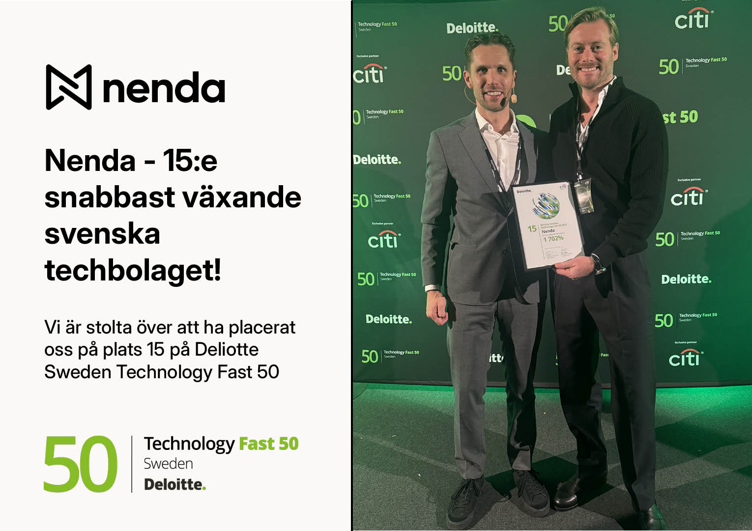 Nenda är det 15:e snabbast växande svenska techbolaget! - Nenda